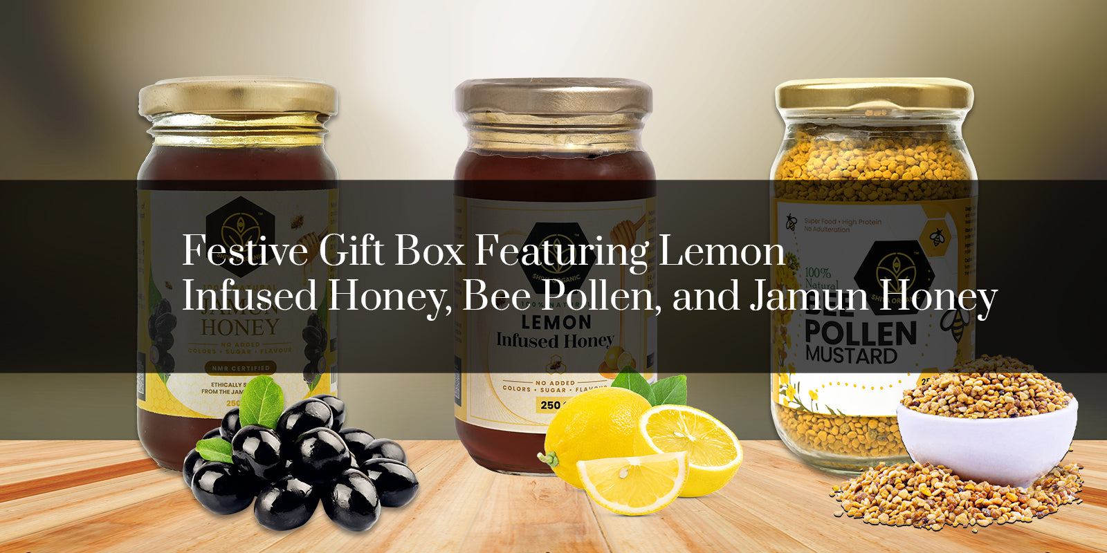 Festive Gift Box Featuring Lemon-Infused Honey, Bee Pollen, and Jamun ...